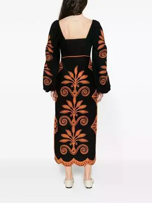 Farm Rio Cornely Ainika Long-sleeve Midi Dress
