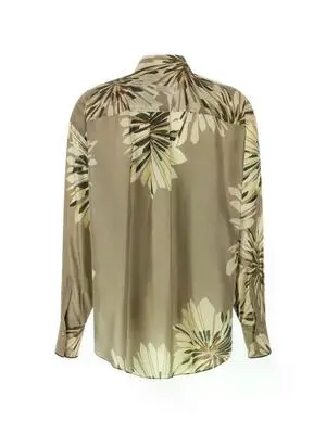 Brunello Cucinelli Floral Silk Shirt With Monili Detail - Neutrals