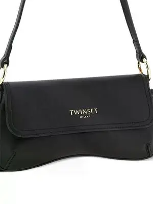 TWINSET Logo Knot Leather Shoulder Bag - Black