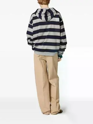 Miu Miu Striped Jersey Hoodie With Zipper Closure - Blue