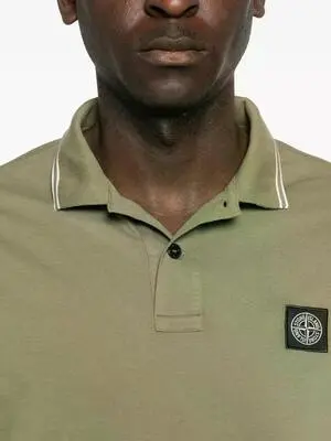 Stone Island Stripe-trim Polo Shirt - Green