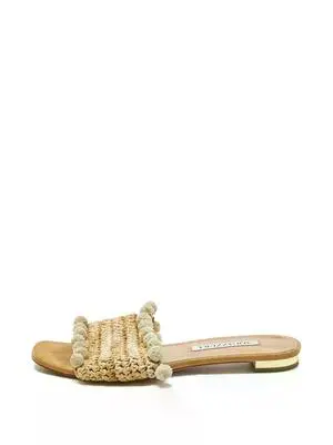 AQUAZZURA Pom Pom Woven Sandals