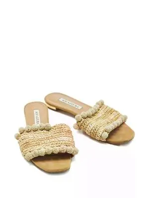 AQUAZZURA Pom Pom Woven Sandals