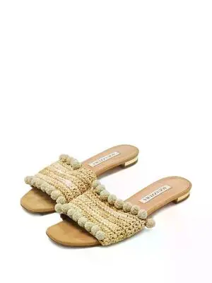 AQUAZZURA Pom Pom Woven Sandals