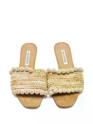 AQUAZZURA Pom Pom Woven Sandals
