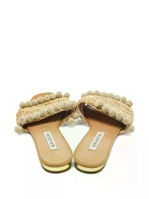 AQUAZZURA Pom Pom Woven Sandals