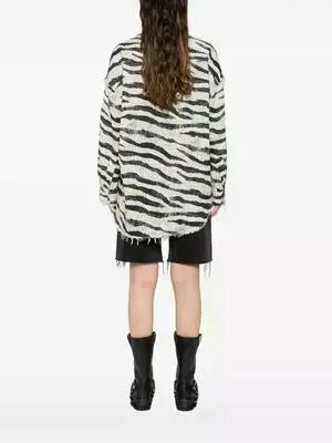 R13 Zebra Frayed Shirt - White
