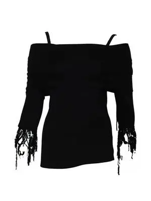 Isa Arfen Off-shoulder Top With Fringed Detail