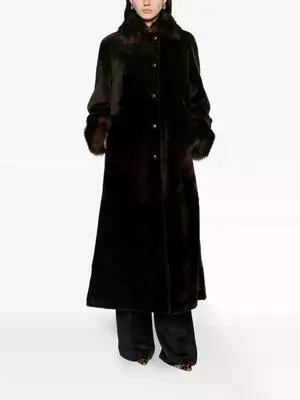 Nour Hammour Enya Buttoned Collared Shearling Coat
