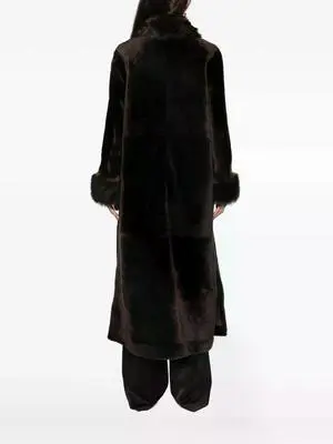Nour Hammour Enya Buttoned Collared Shearling Coat