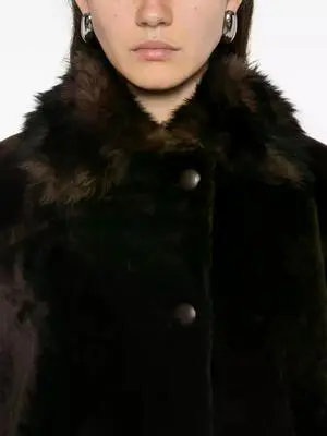 Nour Hammour Enya Buttoned Collared Shearling Coat