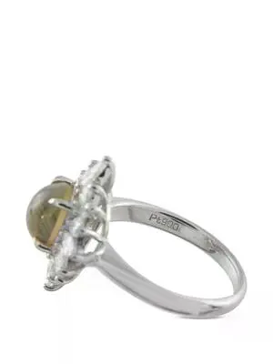 LB EXCLUSIVE Platinum Diamond And Cats Eye Ring