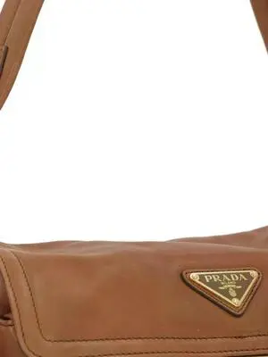 Prada Explore Buckle Leather Shoulder Bag - Brown
