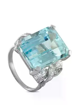 LB EXCLUSIVE Platinum Aquamarine And Diamond Ring - Silver