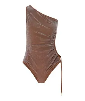 Johanna Ortiz Whispering Metallic Recycled Lurex One-shoulder Swimsuit - Brown