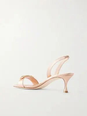 Manolo Blahnik Cupisan 50 Embellished Satin Slingback Sandals