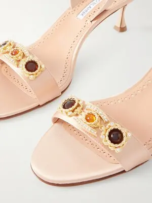 Manolo Blahnik Cupisan 50 Embellished Satin Slingback Sandals