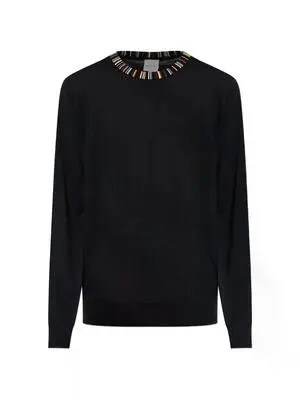 Paul Smith Striped-detail Crew-neck Sweater - Black