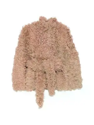Nour Hammour Elsa Belted Fur Coat - Neutrals
