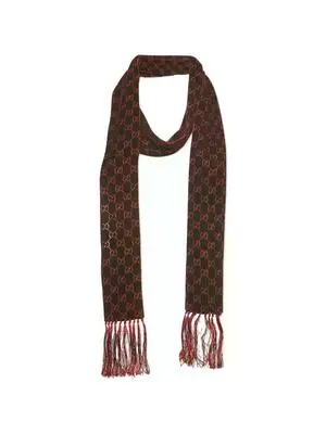 Gucci Monogram Fringed Scarf - Brown