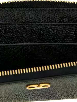 Valentino Garavani Garnet Zip-round Leather Card Holder - Black