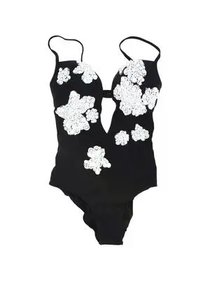 La Perla Sea Floral-embellished Swimsuit - Black
