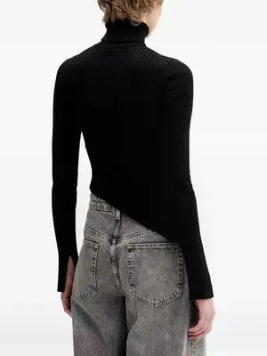 Hugo Ribbed Knit Turtleneck Slit Sweater