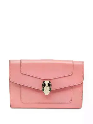 BVLGARI Leather Enamel Wallet - Pink