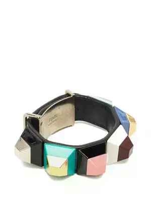 Fendi Resin Studs Leather Bracelet