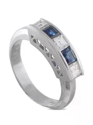 LB EXCLUSIVE Platinum Diamond And Sapphire Ring - Silver