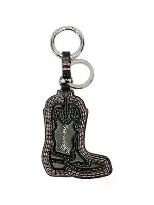 GANNI Boot-shape Stitched Keyring - Black