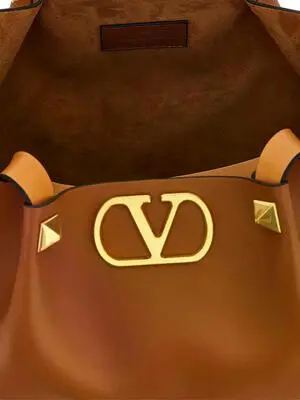 Valentino Garavani Studded V-logo Tote Bag - Brown