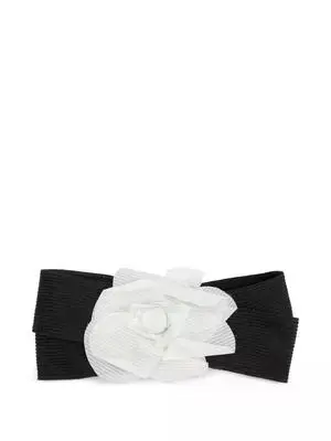 LE CHAPEAU Floral Elasticated Belt - Black