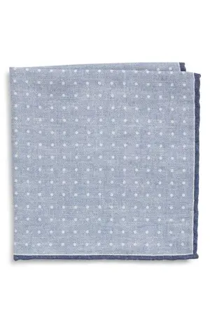 ELEVENTY Polka Dot Wool & Cotton Muslin Pocket Square