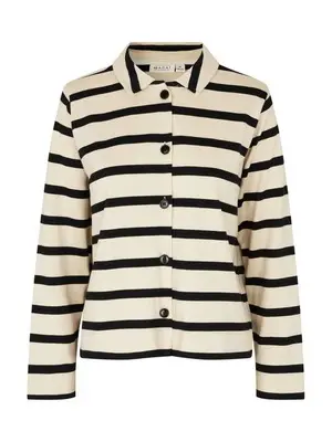 MASAI COPENHAGEN Striped Knit Cotton Cardigan - Black