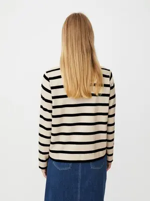 MASAI COPENHAGEN Striped Knit Cotton Cardigan - Black
