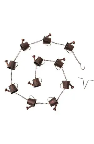 GLITZHOME 8.5ft 11-piece Faux Copper Watering Pot Rain Chain With V-shaped Gutter Clip