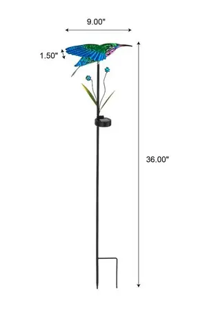 GLITZHOME Spring Garden Solar Frog Or Hummingbird Yardstake - Blue