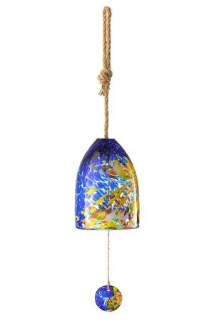 GLITZHOME 26"h Glass Twist Glaze Windchime - Purple