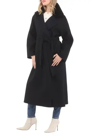 Gorski Reversible Wool Coat With Genuine Shearling Collar
