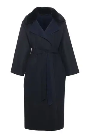 Gorski Reversible Wool Coat With Genuine Shearling Collar