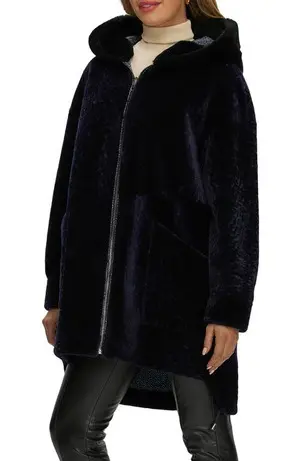 Gorski Genuine Shearling Hooded Long Coat