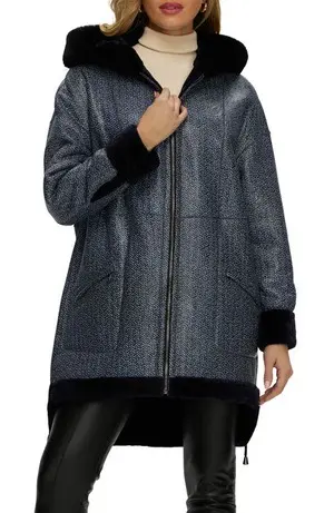 Gorski Genuine Shearling Hooded Long Coat
