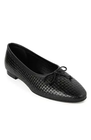 MENINA STEP Amelie Woven Leather Ballet Flats - Black