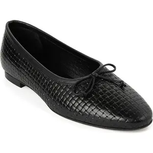 MENINA STEP Amelie Woven Leather Ballet Flats - Black