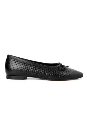 MENINA STEP Amelie Woven Leather Ballet Flats - Black