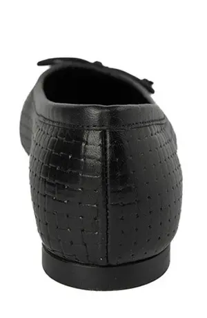 MENINA STEP Amelie Woven Leather Ballet Flats - Black