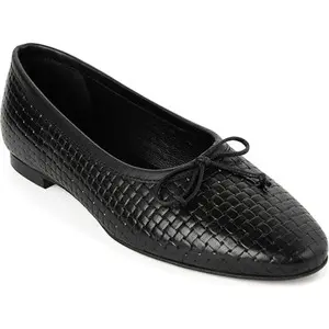 MENINA STEP Amelie Woven Leather Ballet Flats - Black