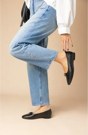 MENINA STEP Amelie Woven Leather Ballet Flats - Black