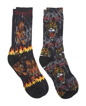 Ed Hardy Tiger 360 Print Full Cushion Crew Sock 2-pack - Black